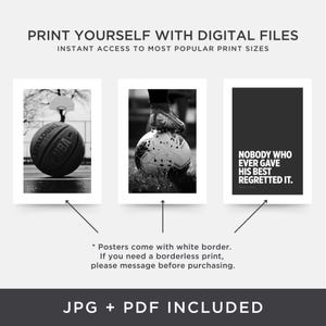 Soccer Basketball Printable Posters With Inspirational Quote Sports Set ...
