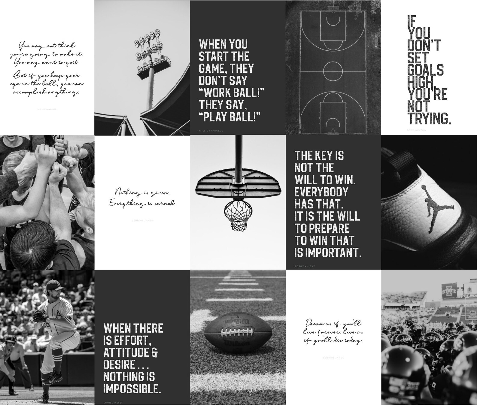 Sports Wall Collage Art for Teen Dorm Room Football Basketball Baseball ...