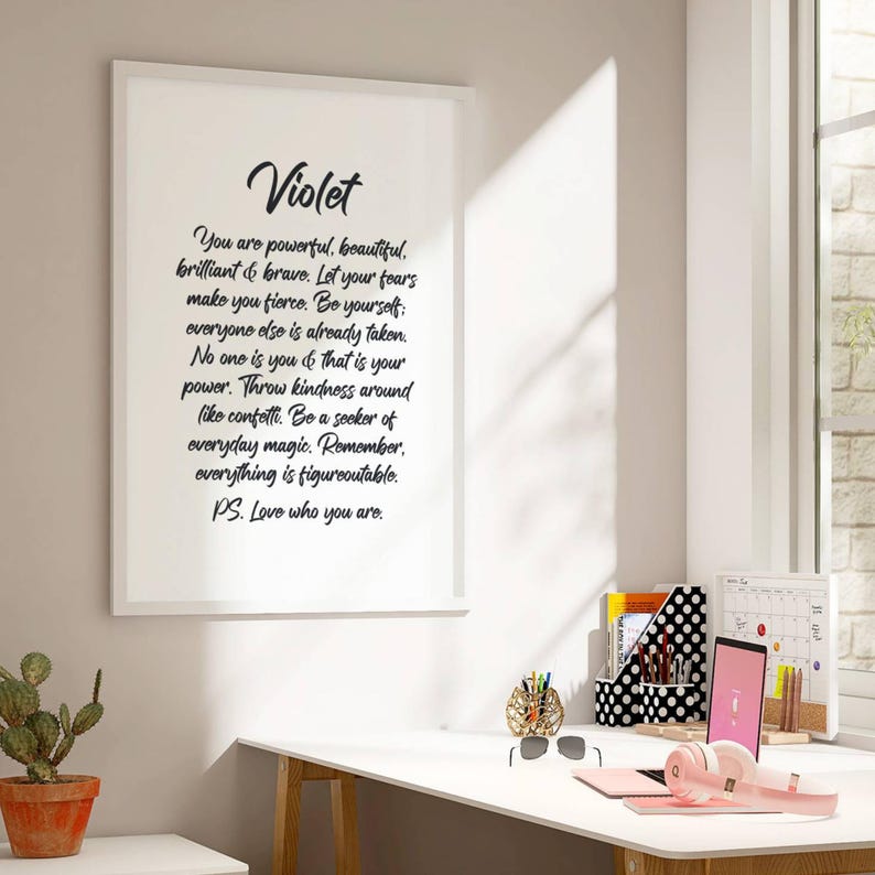 Custom Name Teen Girl Wall Art Personalized Self-care Poster ...
