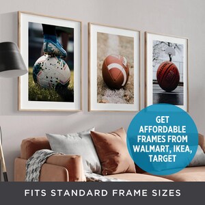Sport Balls Set of 3 Prints of Soccer Basketball NFL Football Wall Art ...