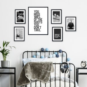 Sports Wall Art in Black + White With Inspirational Quotes for Teen ...