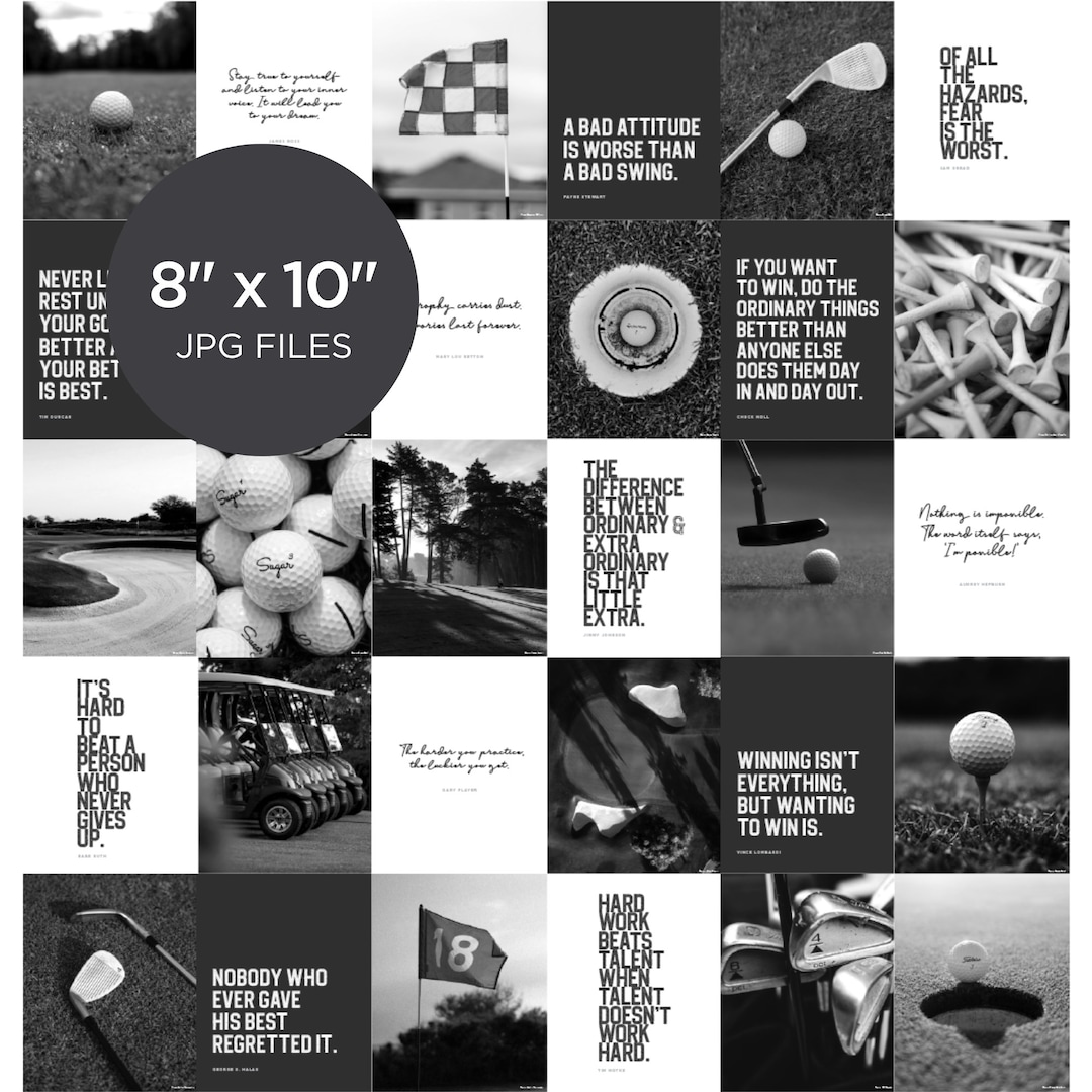 8x10 Golf Wall Collage Art for Teen Dorm Room Decor Black & - Etsy
