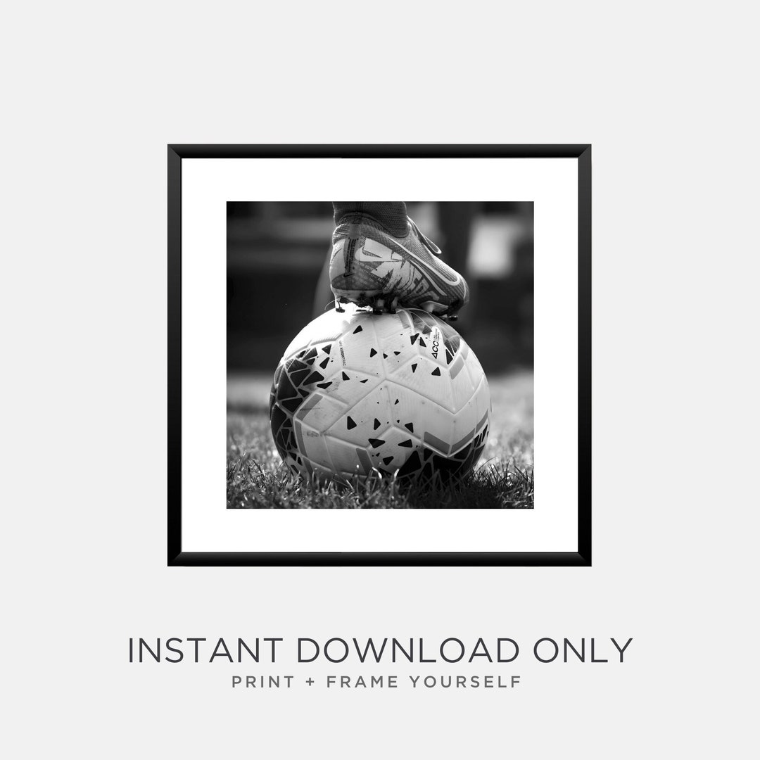 Soccer Printable Poster in Black + White for Teen Room Decor Square ...
