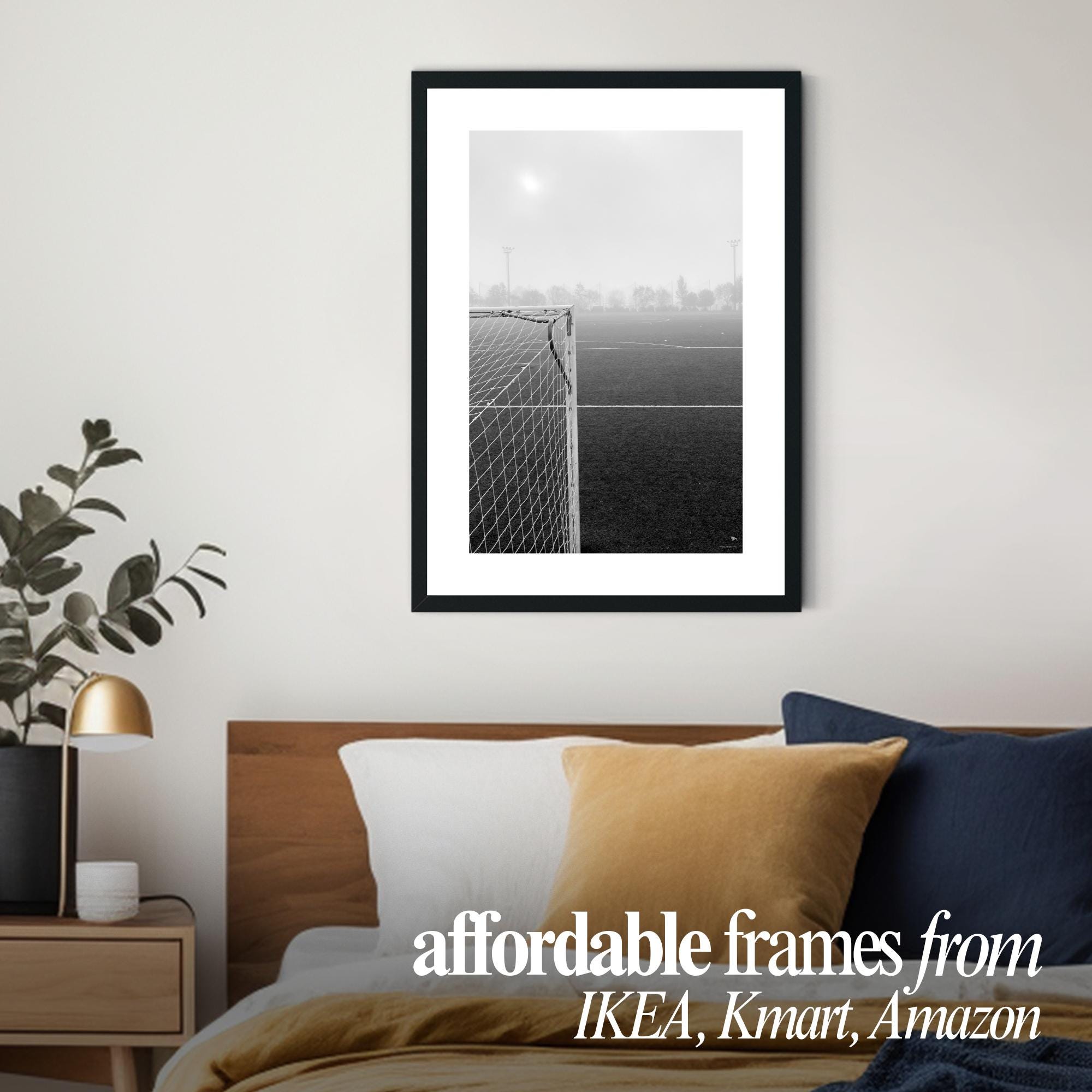 Soccer Goal Print Out Poster Wall Art for Teen Room Decor in Black and ...