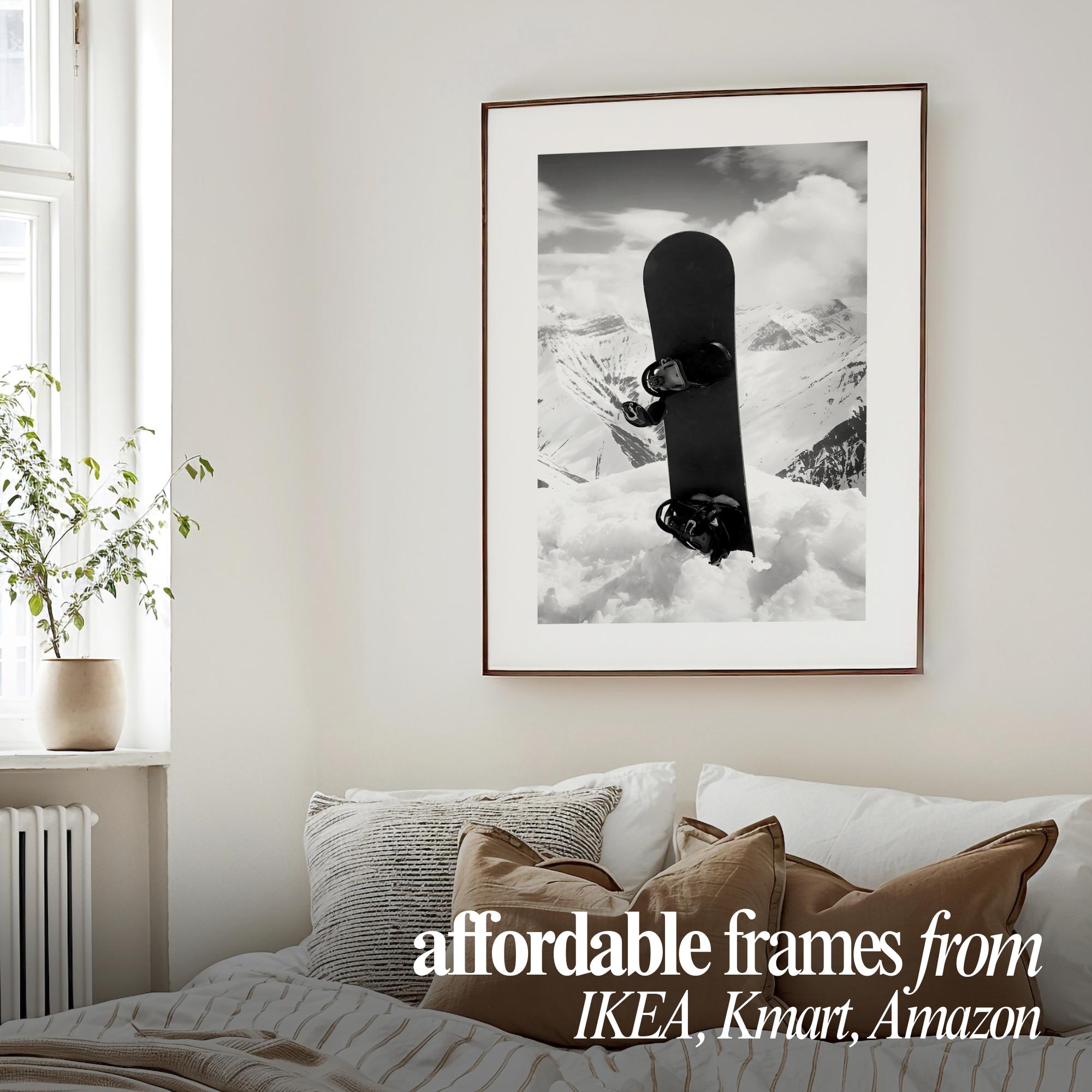 Snowboarding Print Out Poster Snow Sports Wall Art Print in Black ...