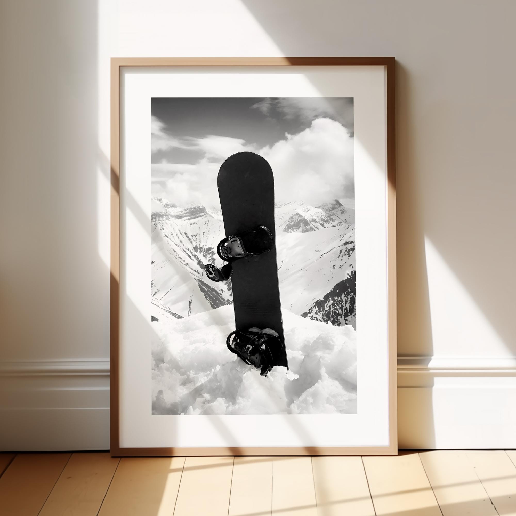 Snowboarding Print Out Poster Snow Sports Wall Art Print in Black ...