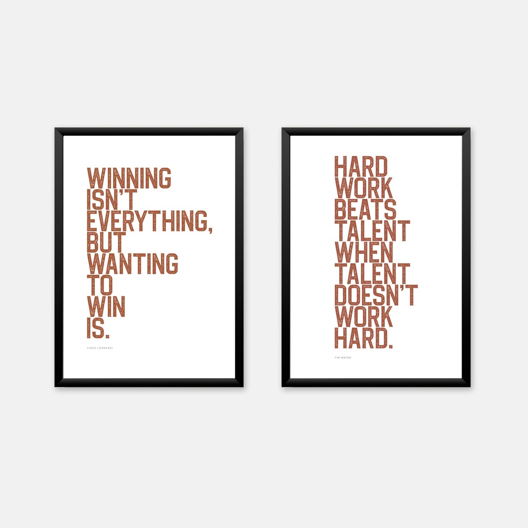 Sports Motivational Poster Set for Teen Boys Room Hard Work Beats ...