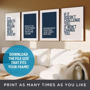 Navy Digital Poster Set Sport Quote Wall Art Famous Athlete Home Decor ...