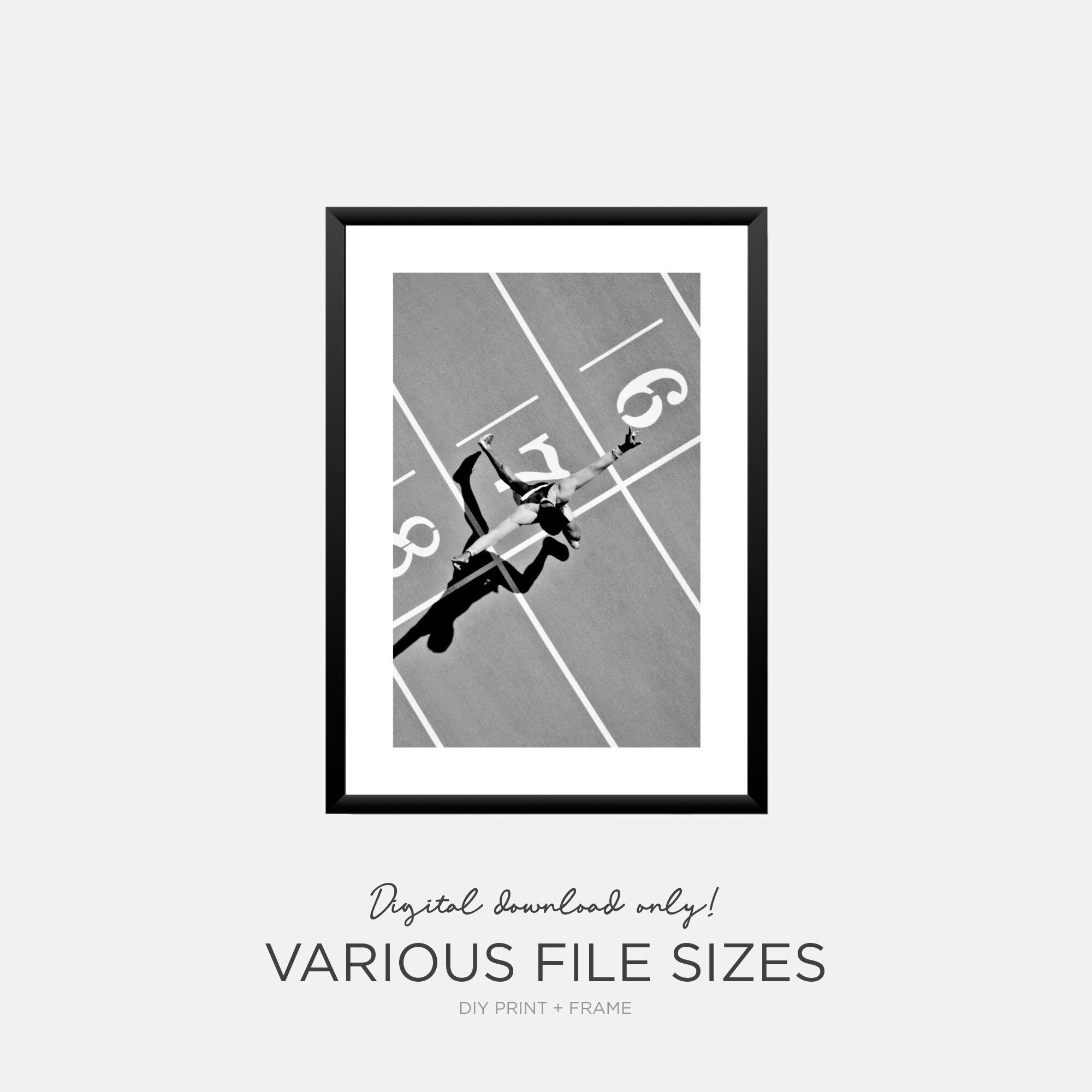 Running Across the Finish Line Black & White Photograph for - Etsy