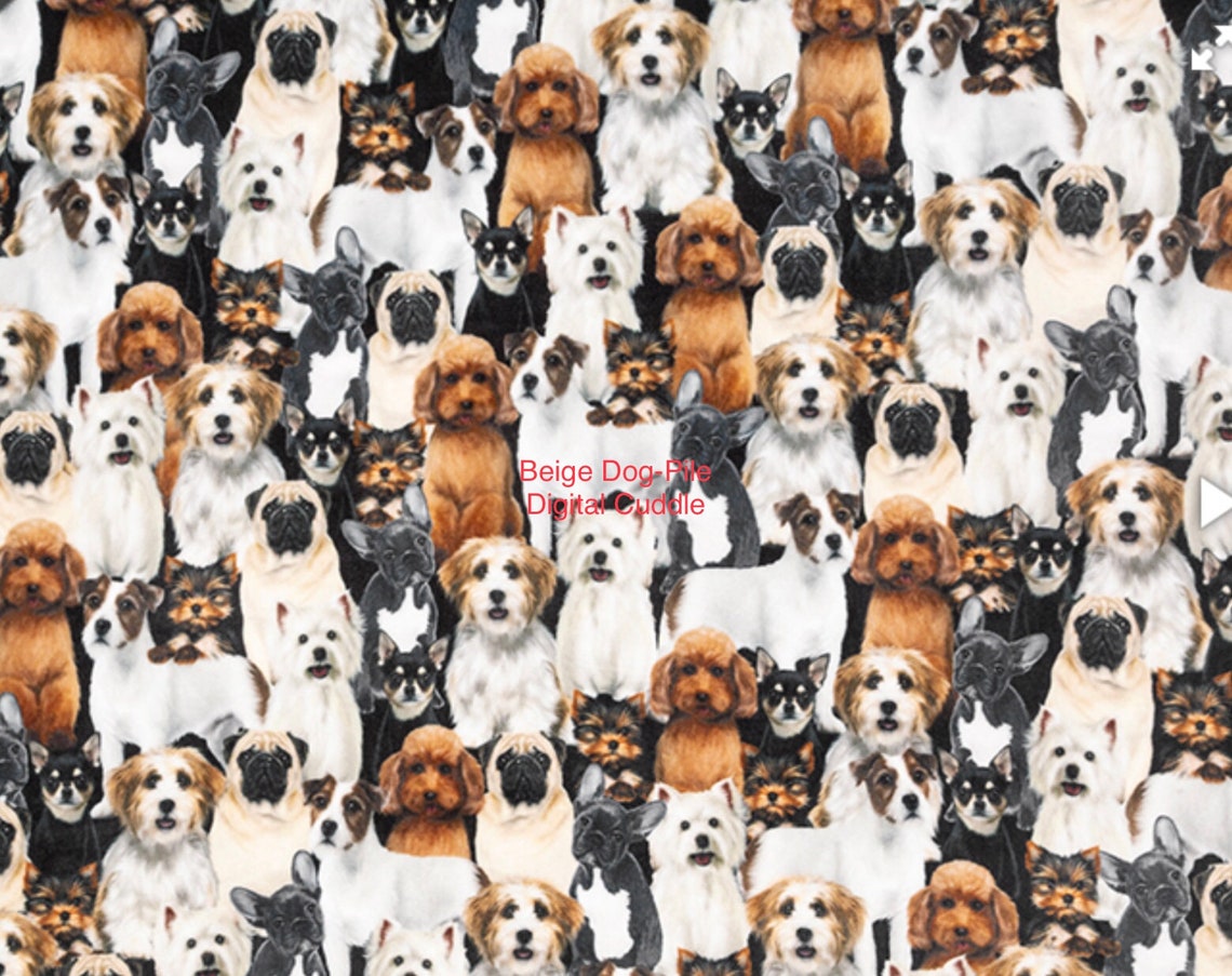 Dog-pile Digital Cuddle Beige by Shannon Fabrics, Dog-pile Digital ...