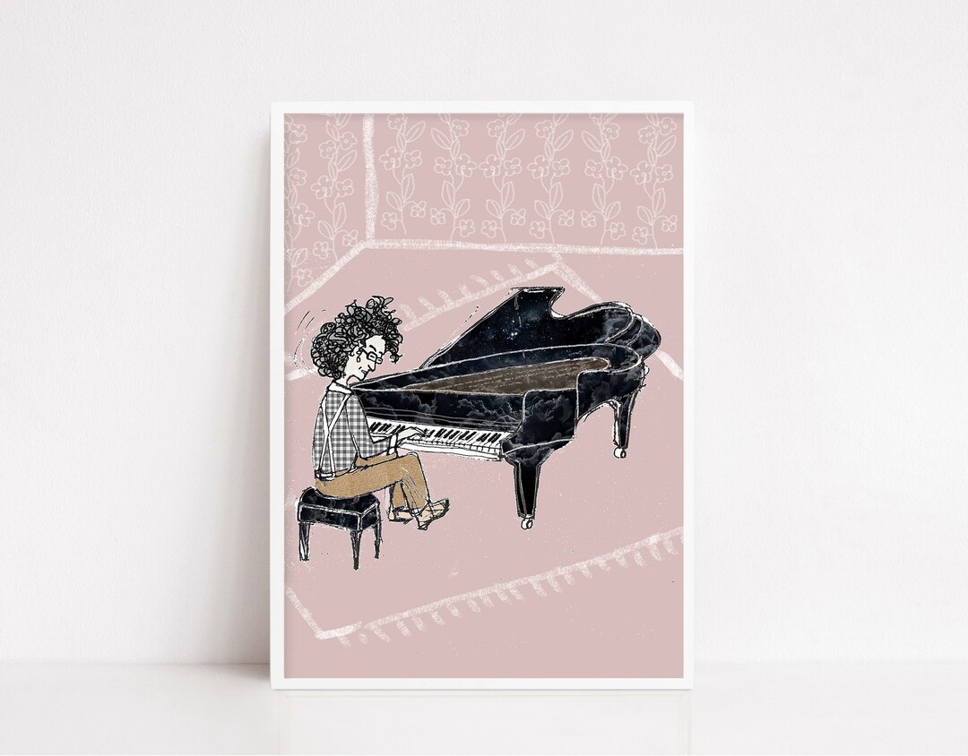 Pianist, Grand Piano, Piano, Collage, Jazz Musician, Art Print Giclée ...
