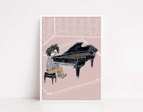 Pianist Grand piano Piano collage jazz musician Art print | Etsy
