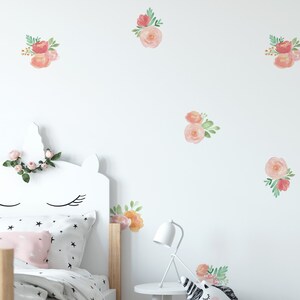 Watercolor Flowers Removable Wall Decals / Removable Floral Wall ...