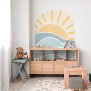 Sun and Sea Removable Arch Decal / Surf Theme / Watercolor Sun Decal ...