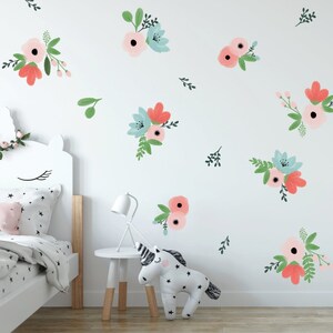 Flower Wall Stickers / Removable Floral Wall Decal / Peony Wall Decals ...