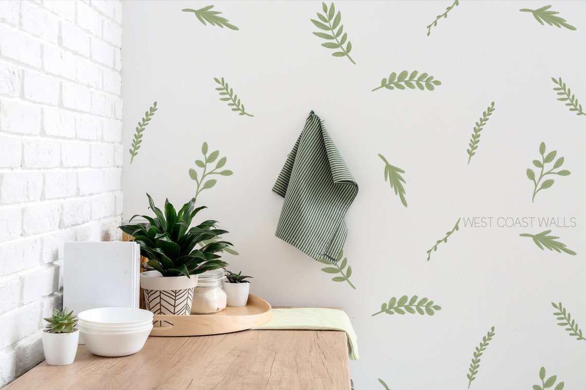 Green Leaves Wall Decals / Botanical Decals / Leaf Decals / | Etsy Canada