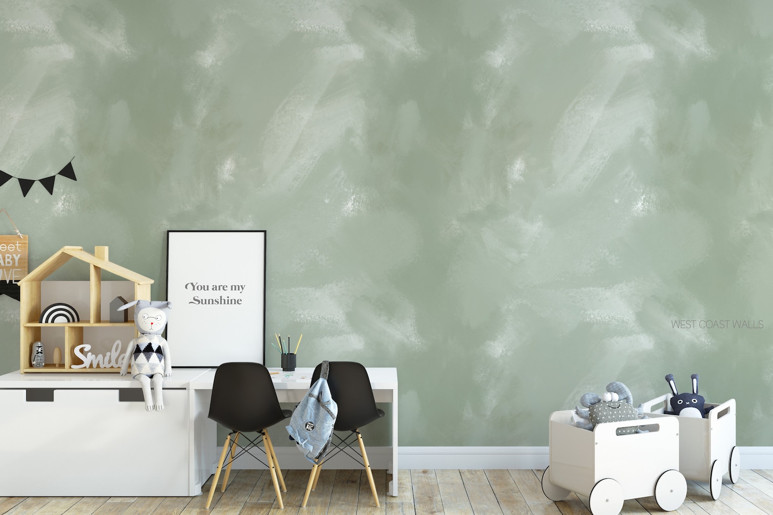 Sage Textured Wallpaper / Hand Painted Wallpaper / Textured Walls ...