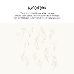 Kaia Minimal Leaves Decals / Oversized Leaf Decals / Minimal Line Art ...