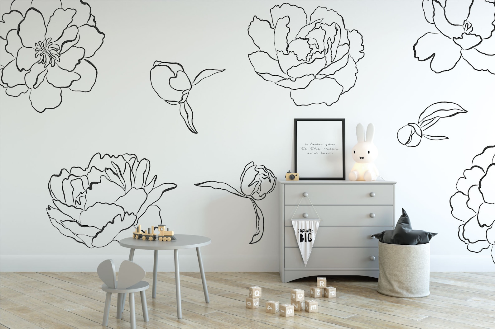 Flower Wall Stickers / Removable Floral Wall Decal / Peony Wall Decals ...