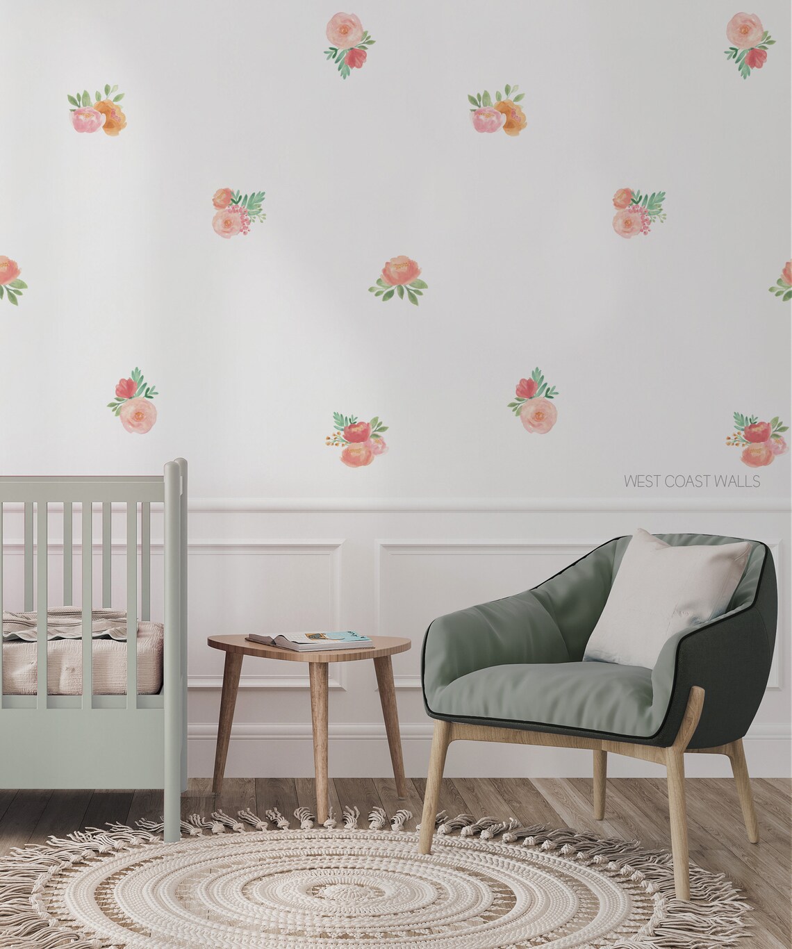 Watercolor Flowers Removable Wall Decals / Removable Floral Wall ...