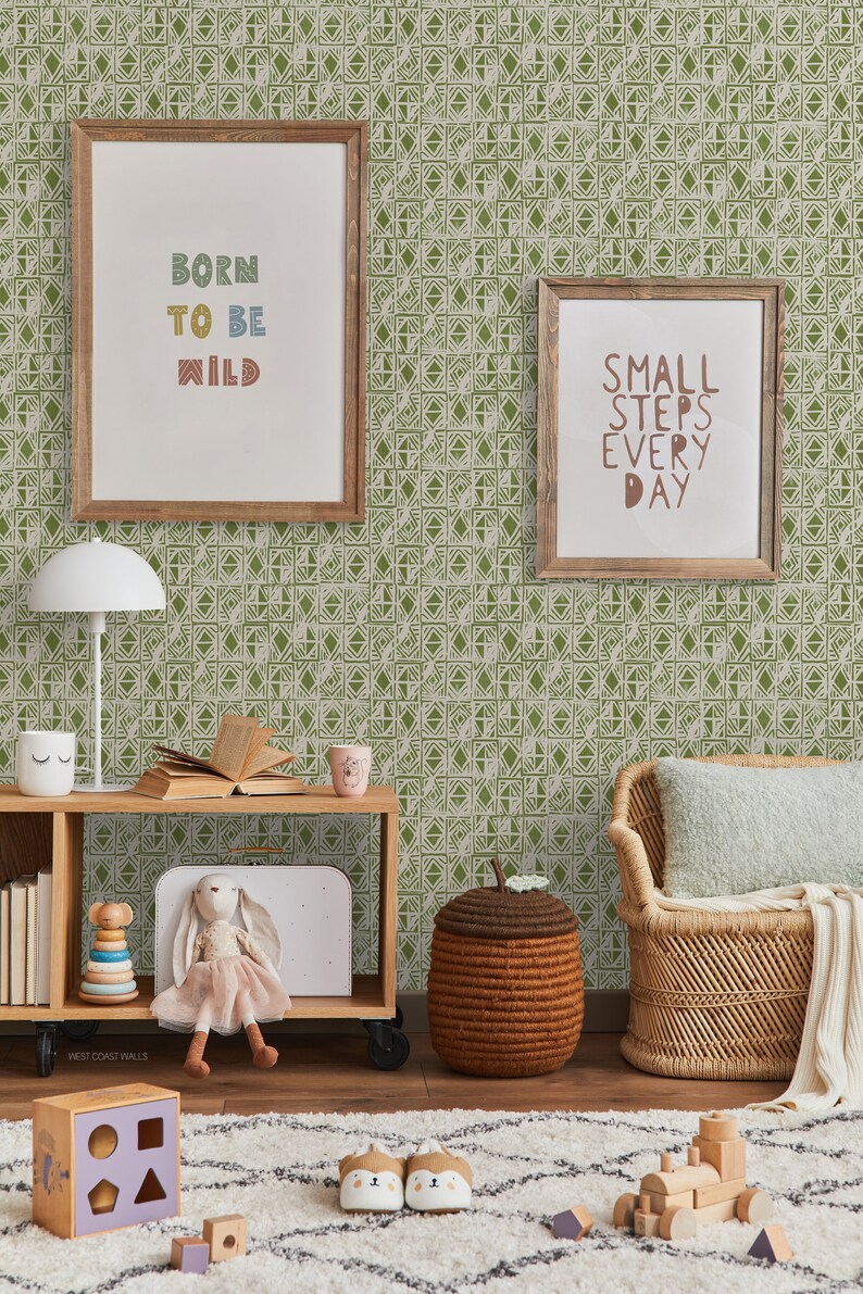 Block Print Geometric Wallpaper / Bold Wallpaper / Eclectic Style ...