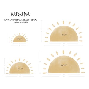Large Sun Removable Wall Decal / Oversized Sun Decal / Watercolor Sun ...
