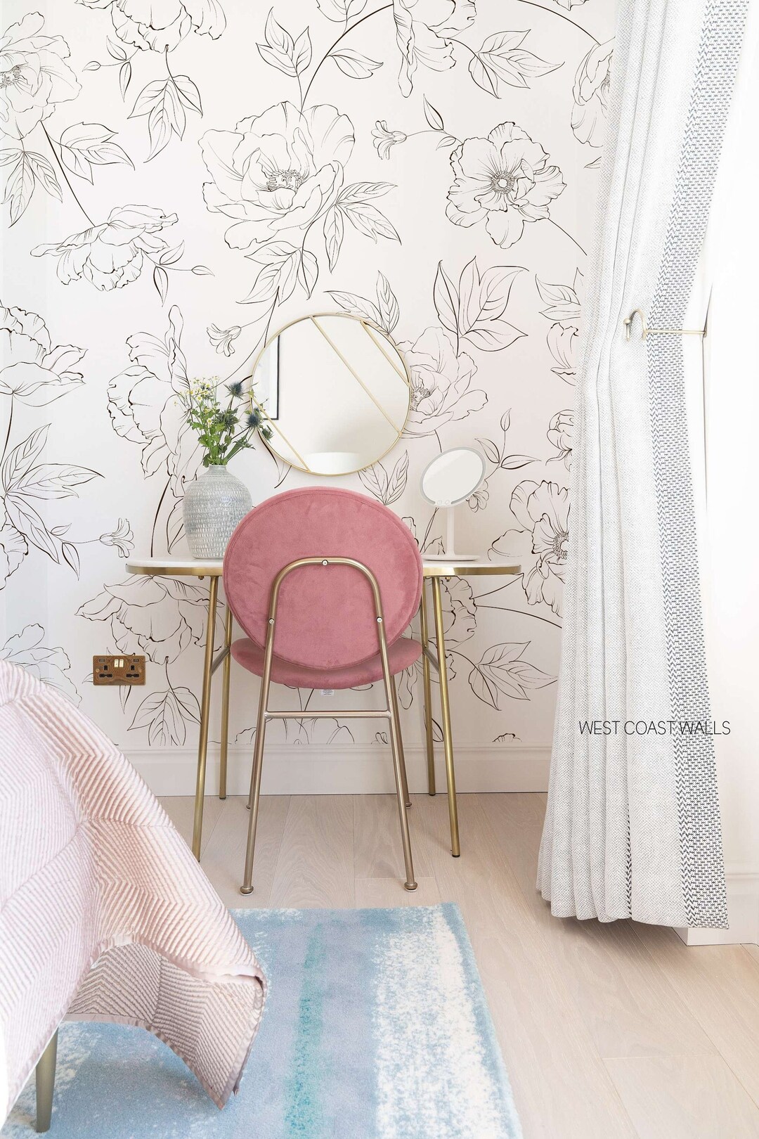 Large Delicate Drawn Floral Wallpaper - Alternate Colours Available ...