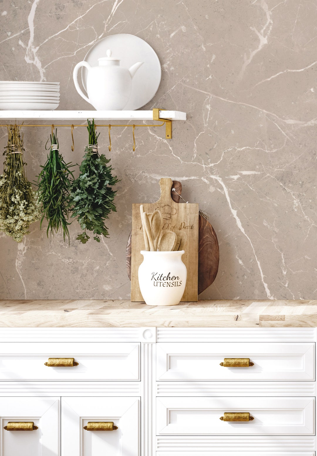 Cleo Marble Wallpaper / Bathroom Wallpaper / Stone Wallpaper / Tile ...