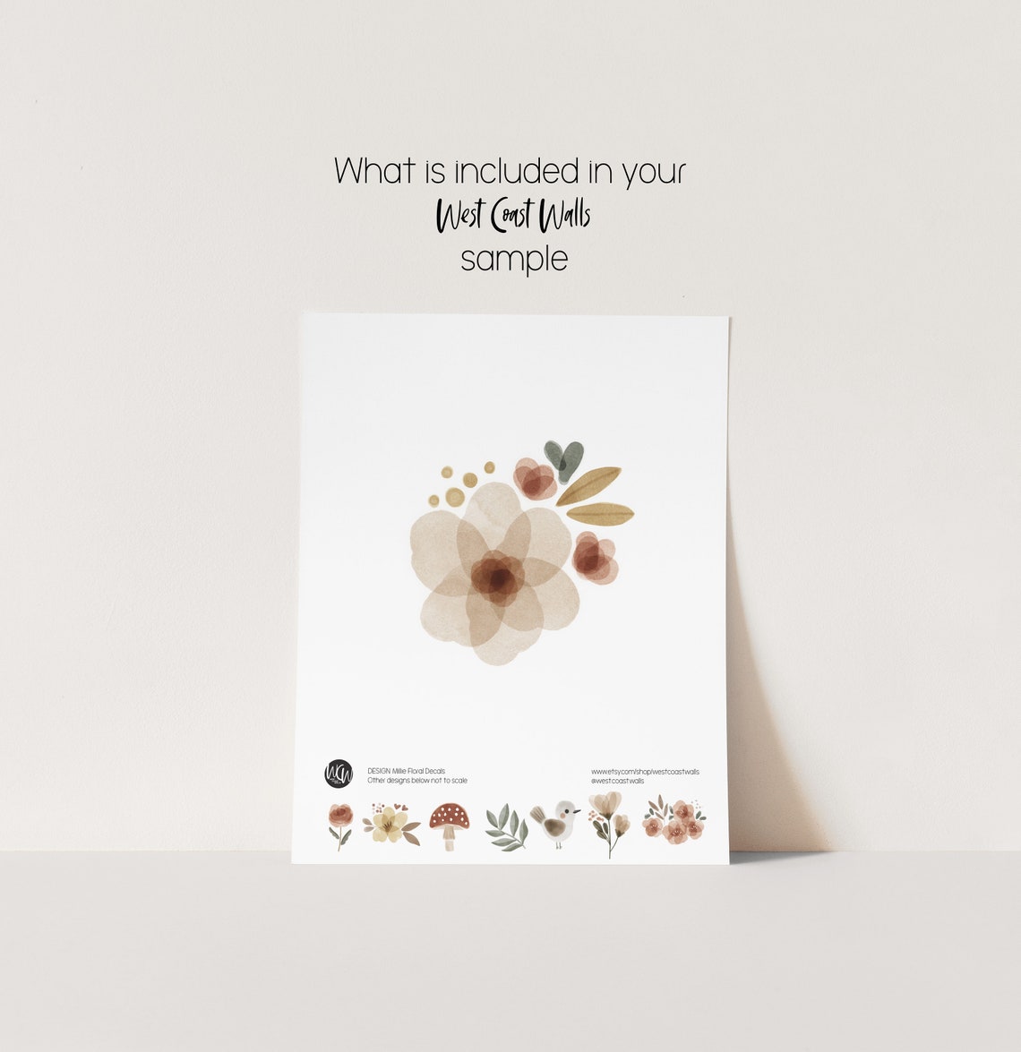 Millie Flowers and Bird Decals / Painted Florals Removable Wall Decals ...