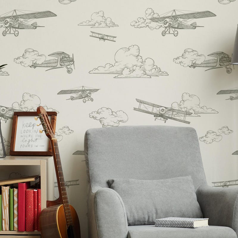 Wallpaper Vintage Plane - Etsy