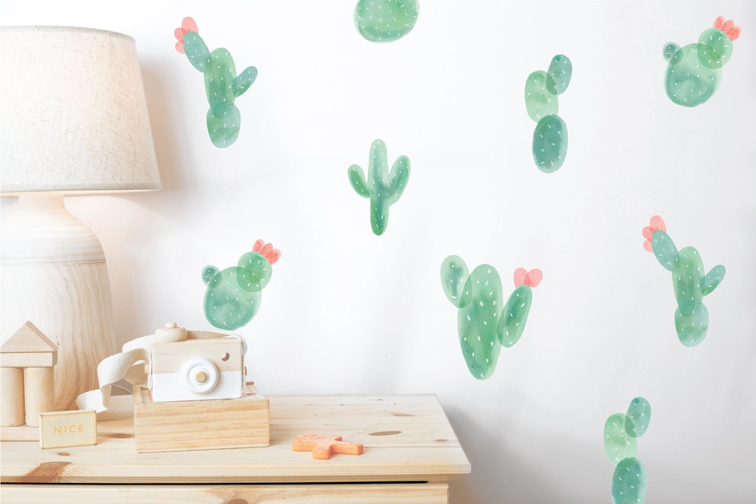 Cactus Decals / Cactus Stickers / Cactus Wallpaper / Watercolor Cactus ...