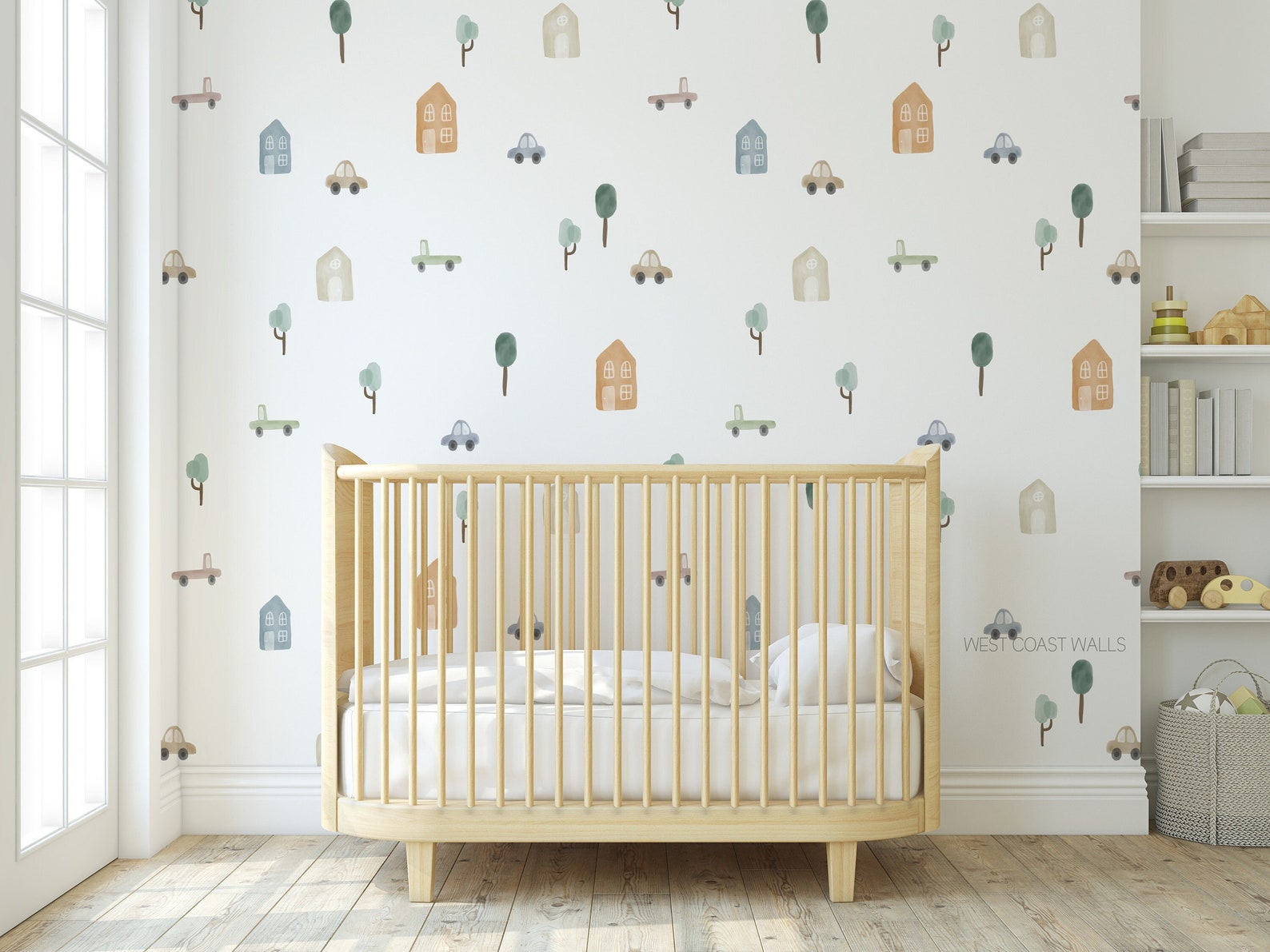 Neutral Village and Vehicles Removable Wall Decals / Whimsical Decal ...