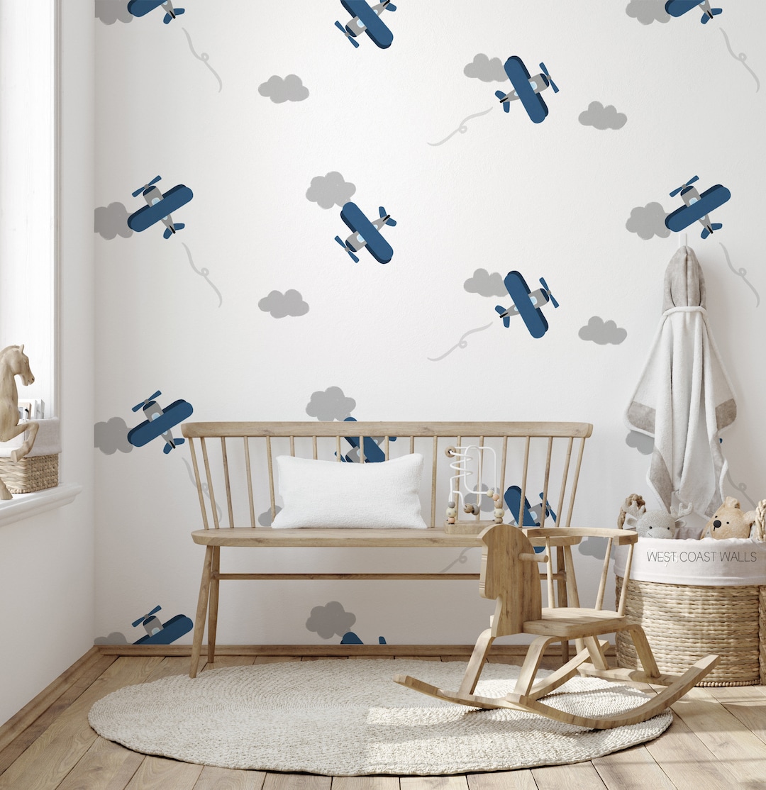 Painted Airplane Removable Wall Decals / Aviation Wall Art / Airplane ...