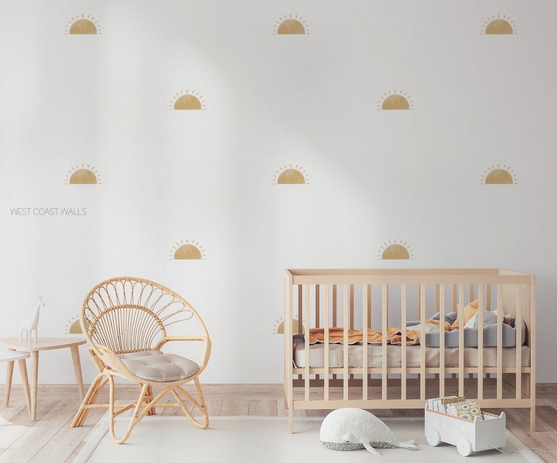 Watercolor Sun Removable Wall Decal / Modern Sun / Neutral Nursery Wall ...