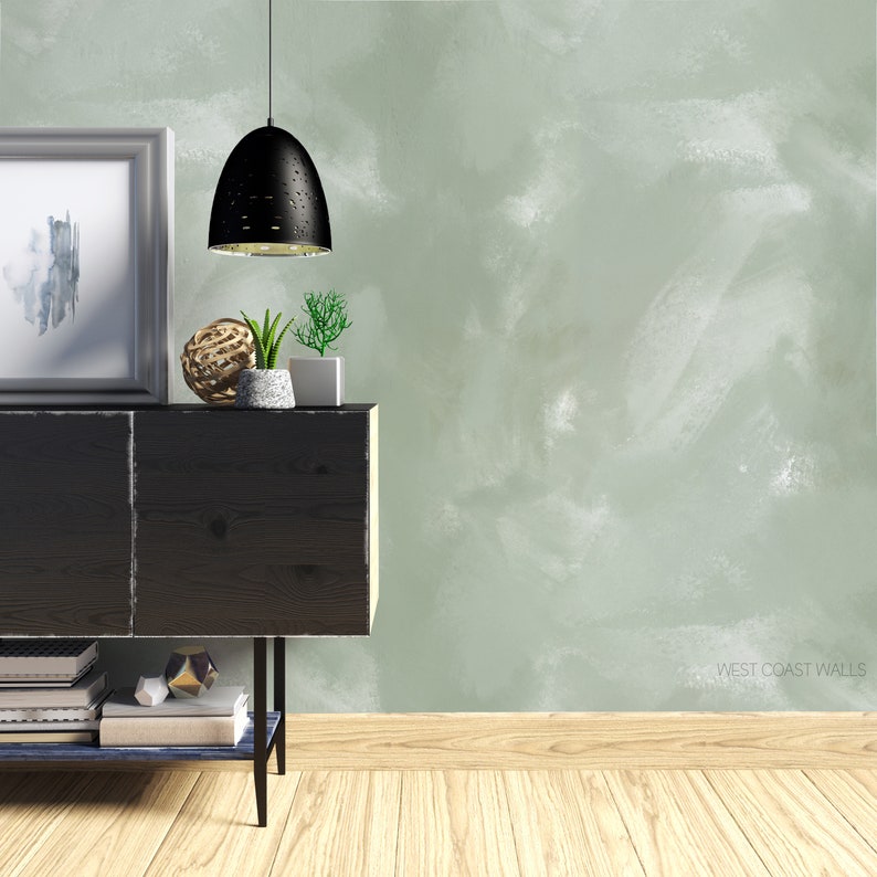 Sage Textured Wallpaper / Hand Painted Wallpaper / Textured - Etsy
