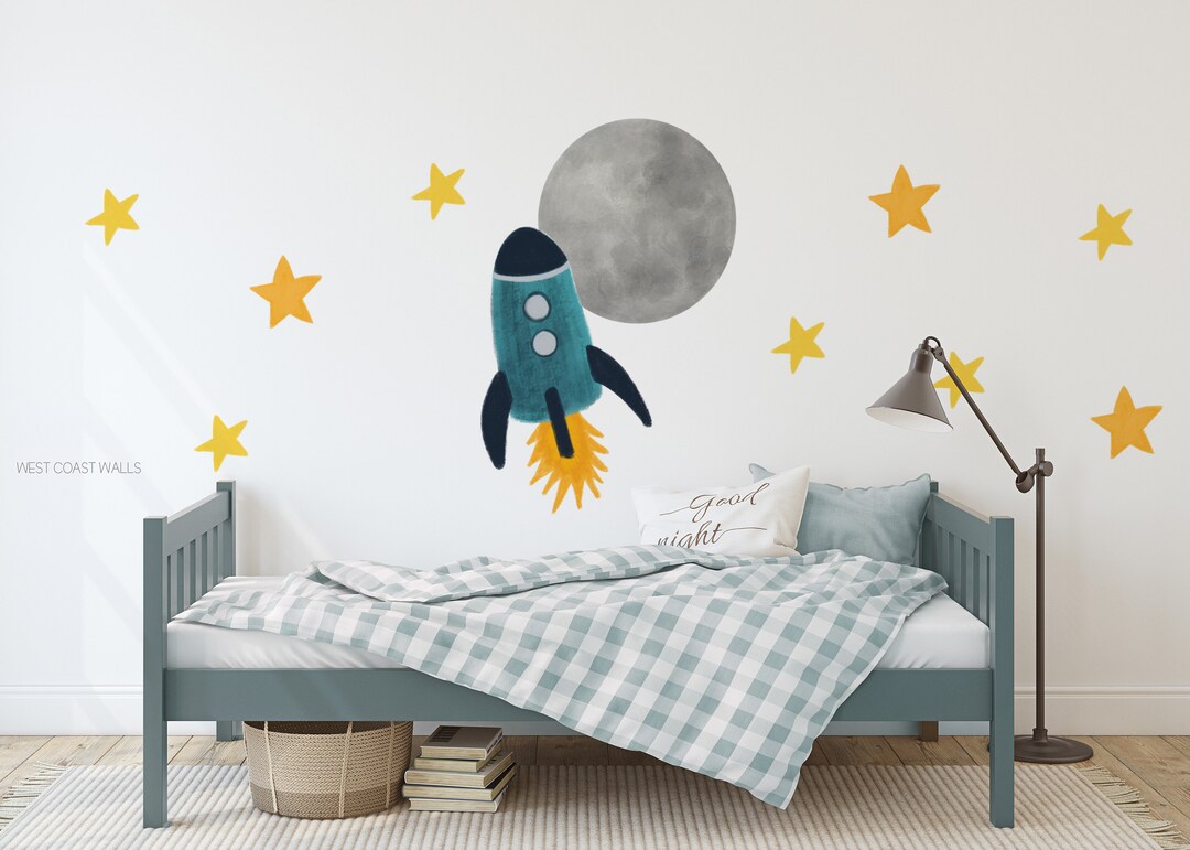 Rocket Ship Removable Wall Decals / Spaceship Wall Decals / Space Room ...