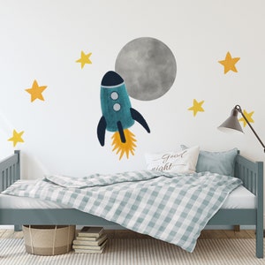Rocket Ship Removable Wall Decals / Spaceship Wall Decals / Space Room ...