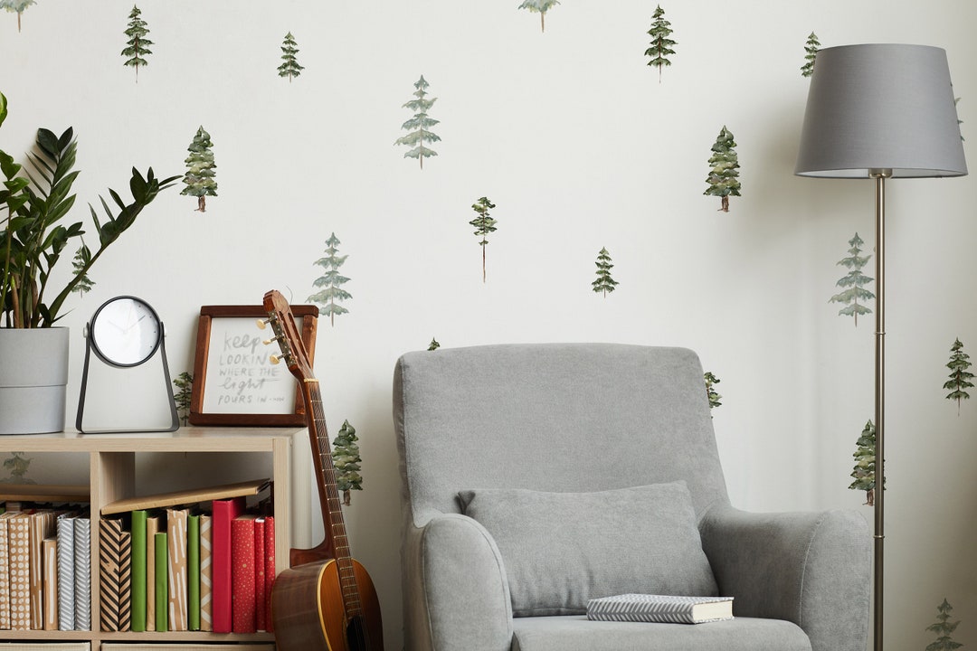 Watercolor Trees Wall Decals / Removable Decals / Forest Decals ...