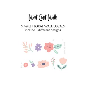 Simple Flowers Removable Wall Decals / Removable Floral Wall Decal ...