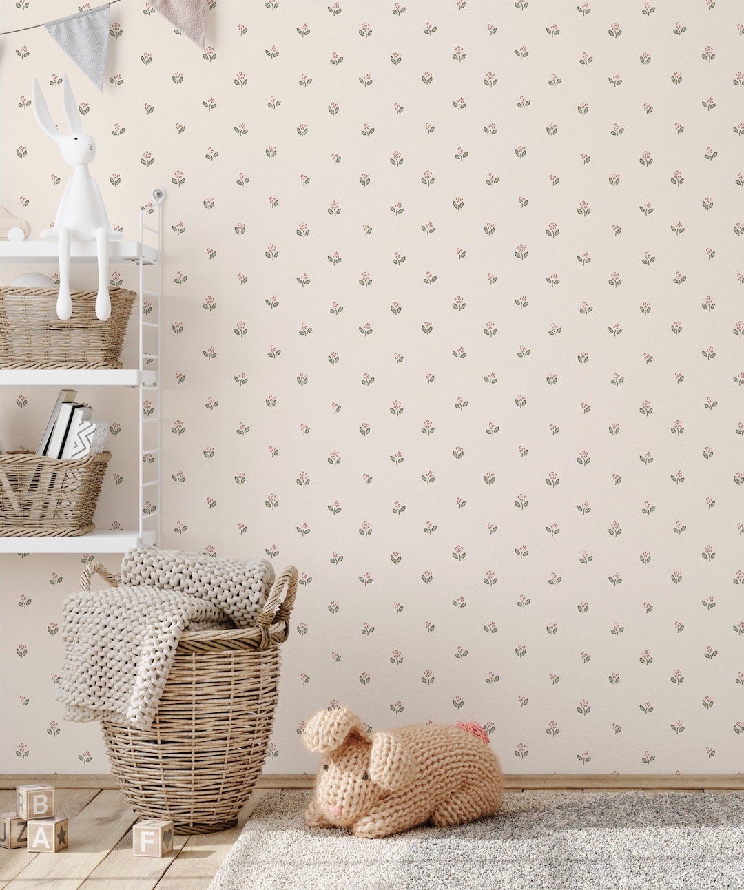 Ella Floral Bud Wallpaper / Hand Drawn Floral Design / Vintage Floral ...