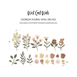 Georgia Wildflower Wall Decals / Removable Flower Wall Decals / Flower ...