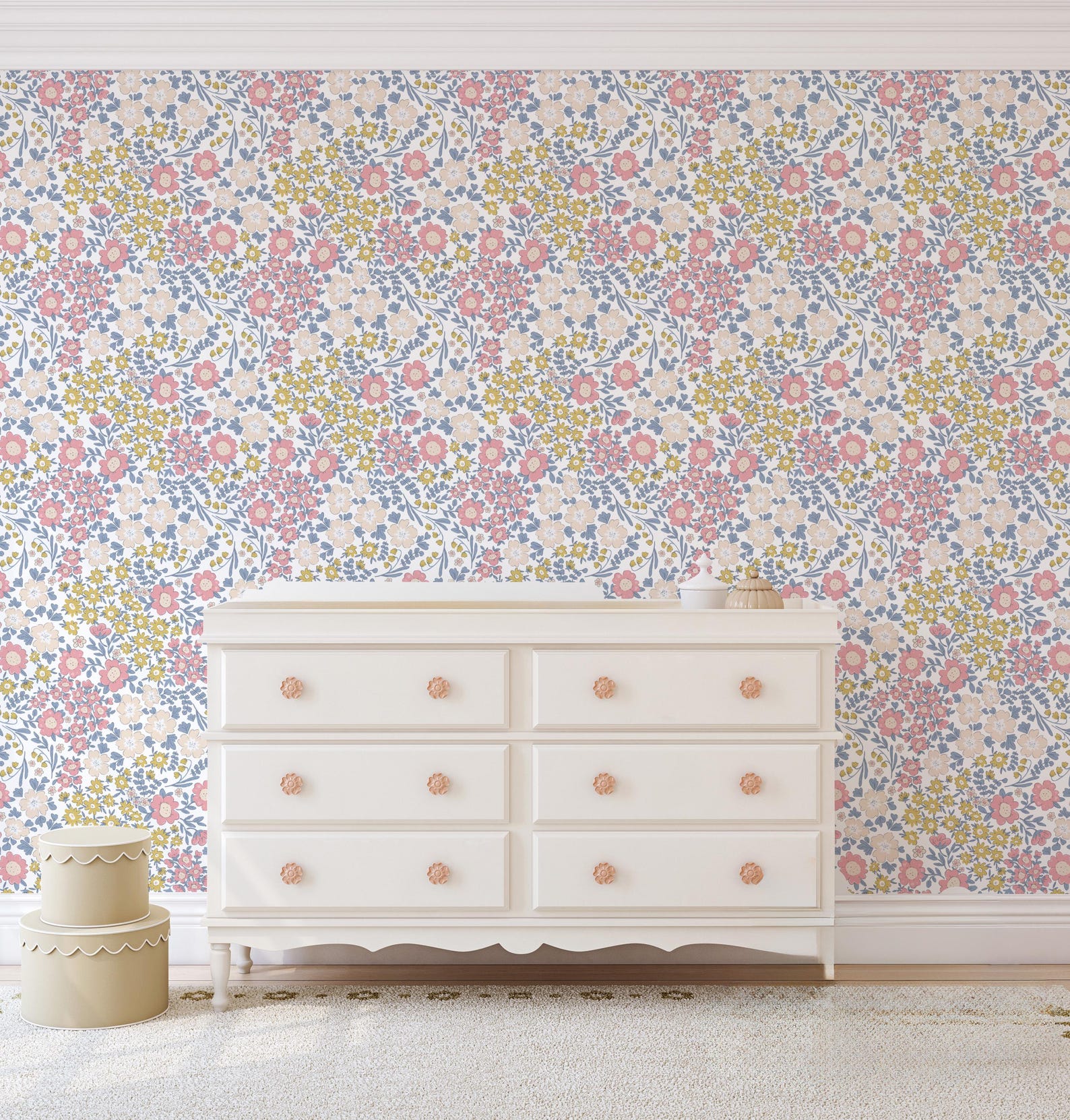 Harriet Floral Wallpaper / Hand Drawn Floral Design / Vintage Floral ...