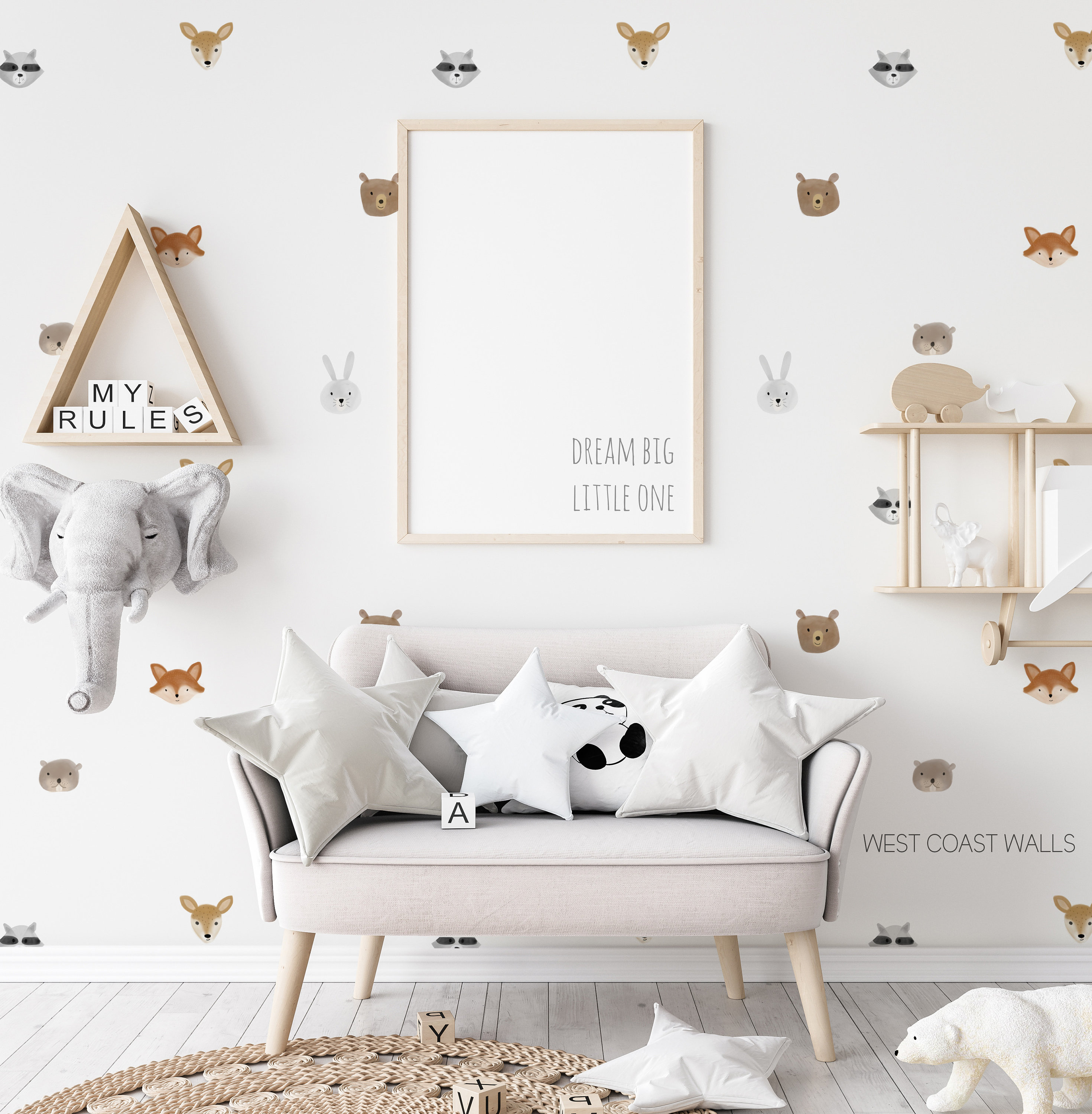 Woodland Watercolour Animals Removable Wall Decals / Forest - Etsy
