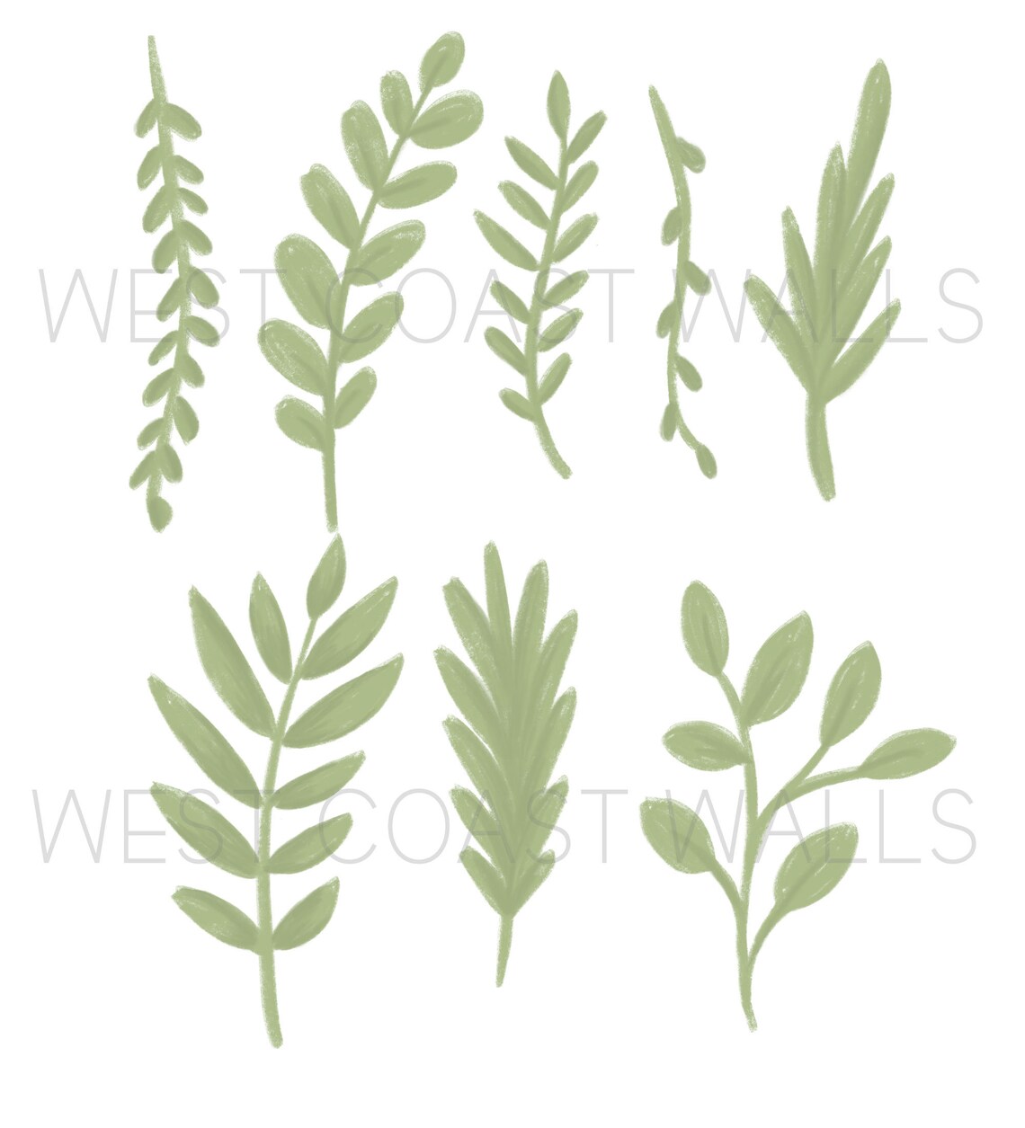 Green Leaves Wall Decals / Botanical Decals / Leaf Decals / | Etsy Canada