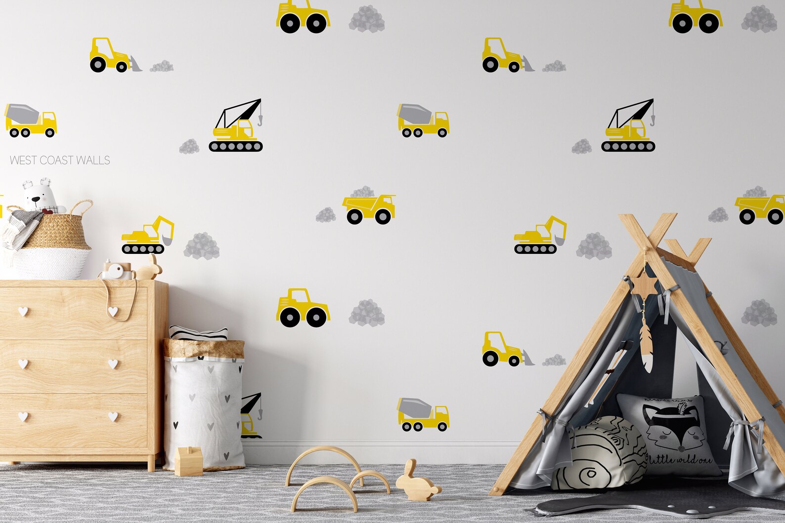 Construction Vehicles Removable Wall Decals / Excavator Decal - Etsy