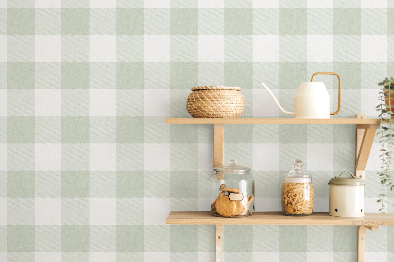 Soft Sage Gingham Check Wallpaper / Plaid Wallpaper / Checkered ...