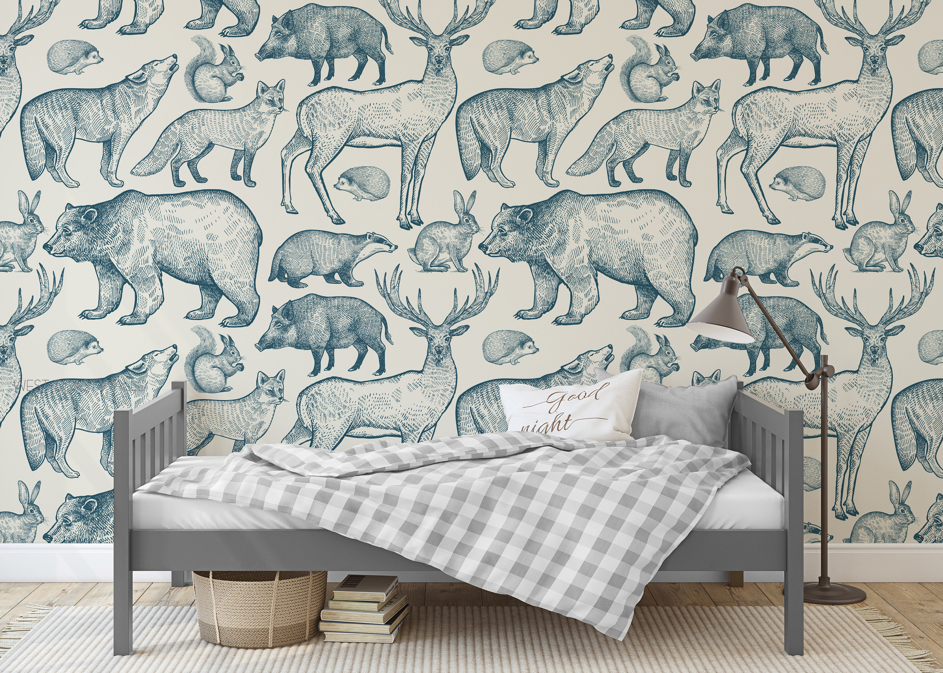 Wilderness Hand Drawn Animals Wallpaper -other Colors Available ...