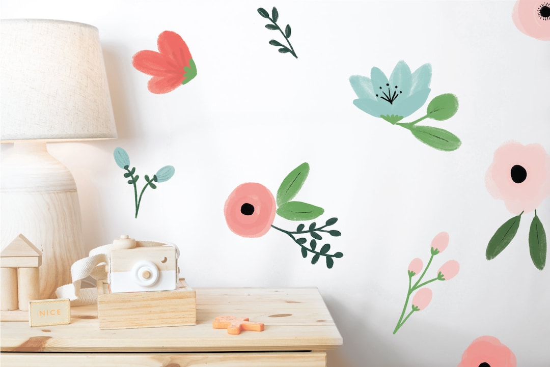Flower Wall Stickers / Removable Floral Wall Decal / Peony Wall Decals ...