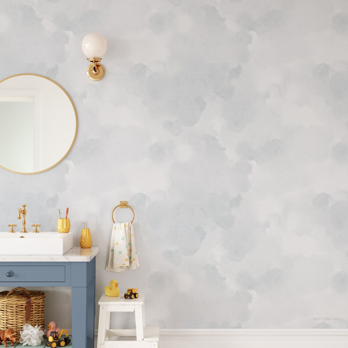 Sea Breeze Wallpaper / Hand Painted Cloud Wallpaper / Textured Walls ...