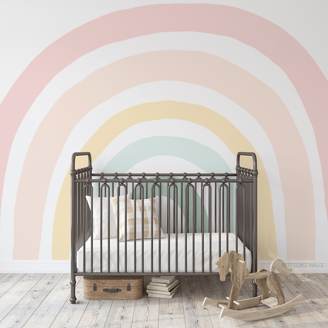 Muted Pastel Rainbow Mural / Removable Rainbow Mural / Large - Etsy